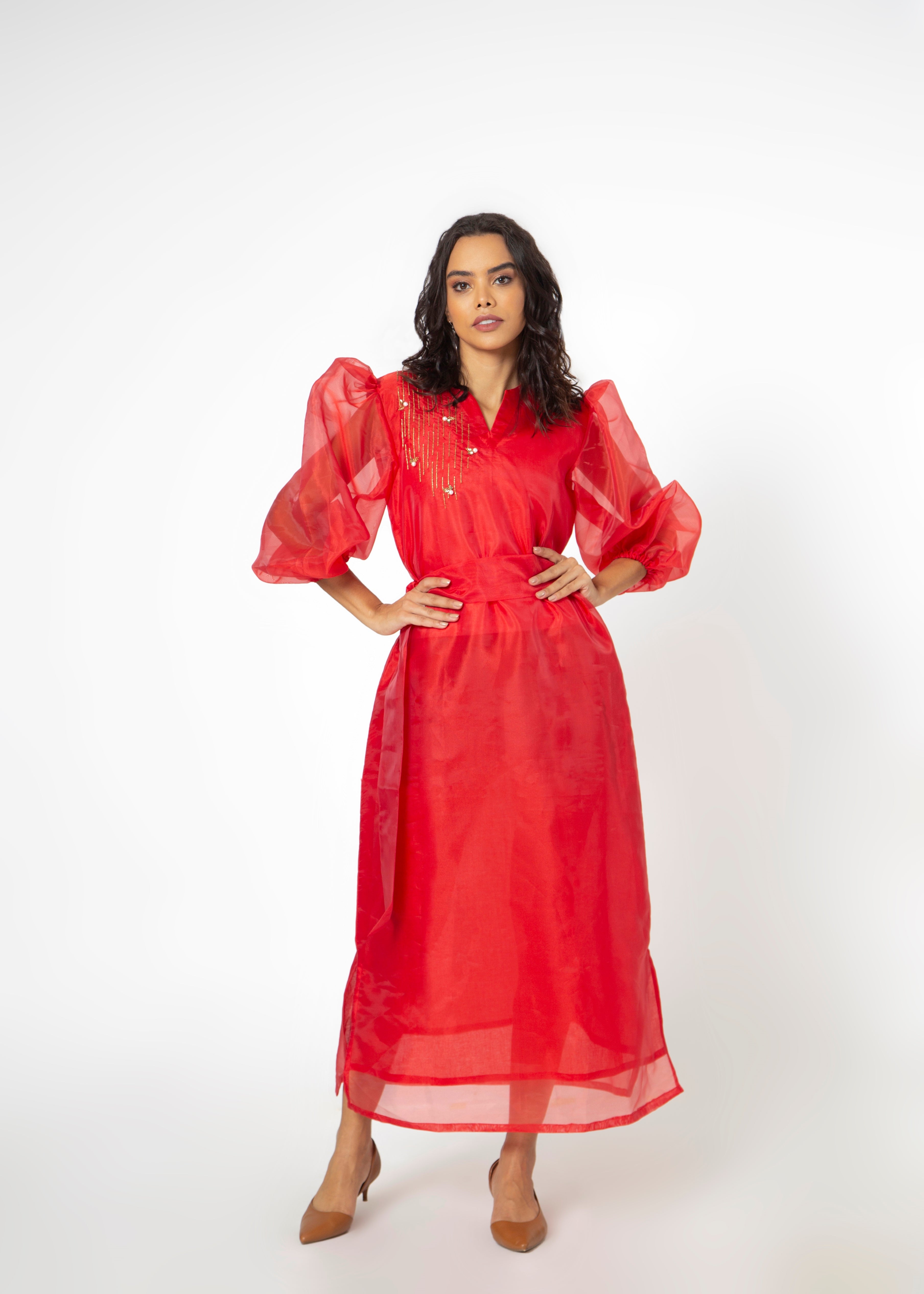 Mabel Balloon Sleeves Straight Dress – HOUSE OF THL